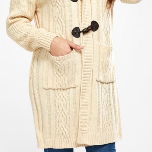 GONS BOUTIQUE | Sweaters | New Tawny Long Cable Knit Hooded Cardigan ...